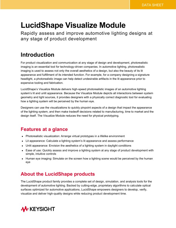 LucidShape Visualize Module PDF Asset Page | Keysight